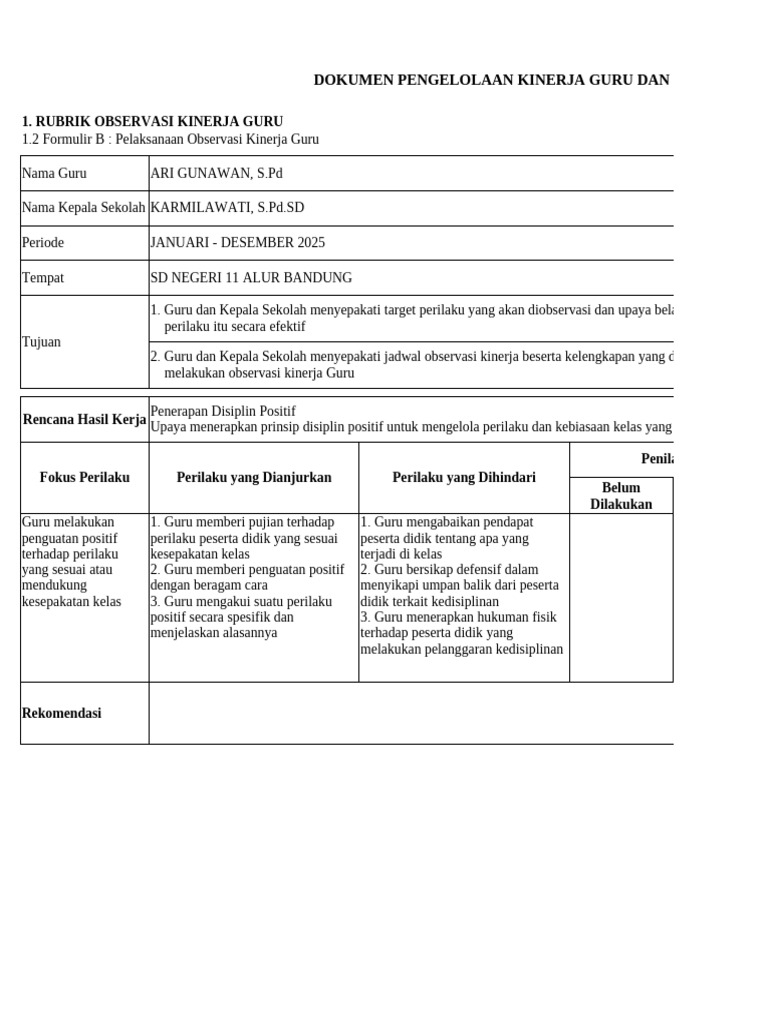 Lembar Observasi p Ari Gunawan | PDF