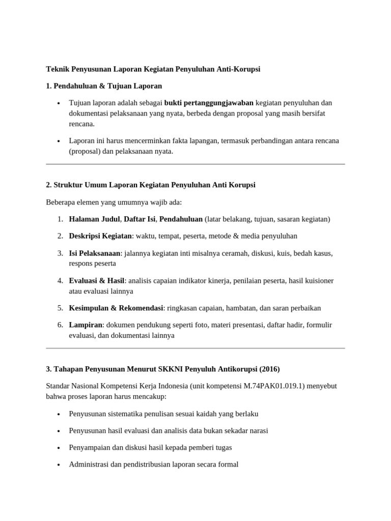Teknik Penyusunan Laporan Kegiatan Penyuluhan Anti | PDF