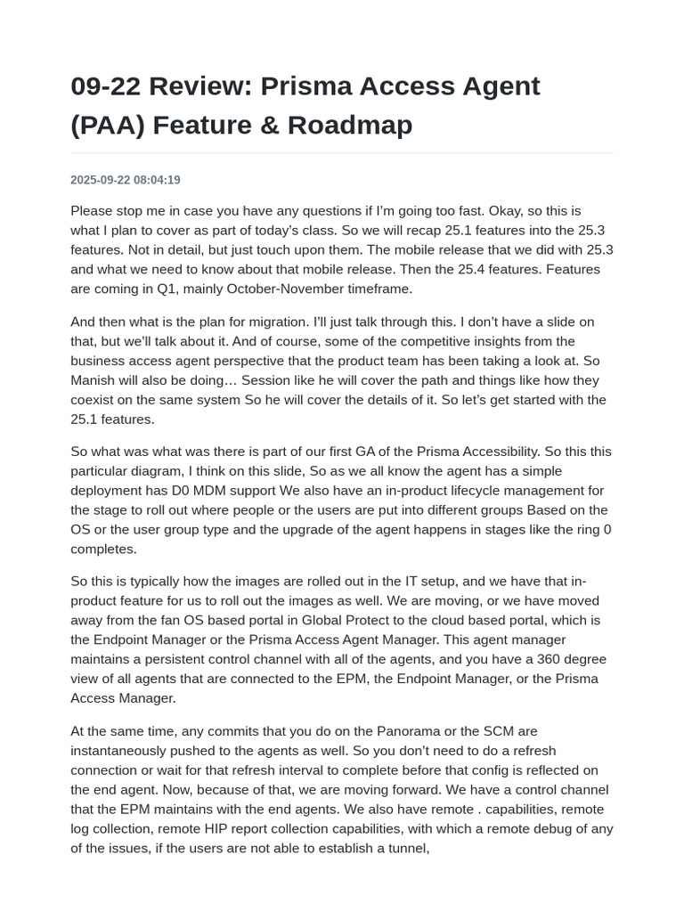 Prisma Access Agent Features Review 2025 | PDF | Computer Science ...
