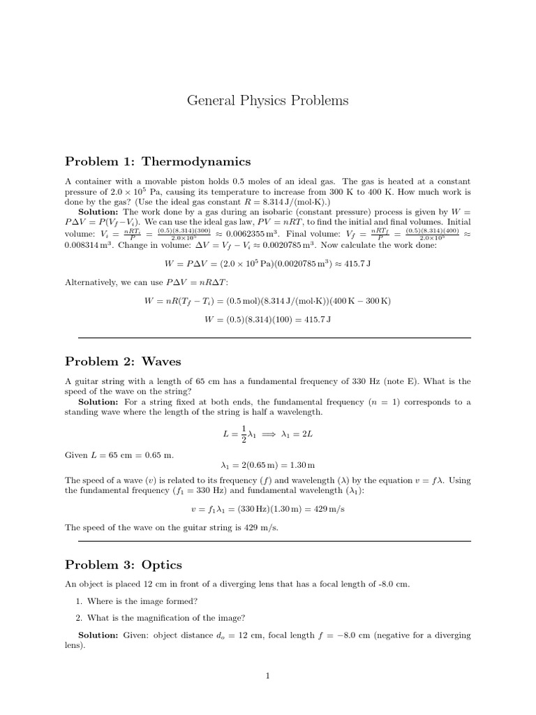 General Physics Problem | PDF | Gases | Mechanics