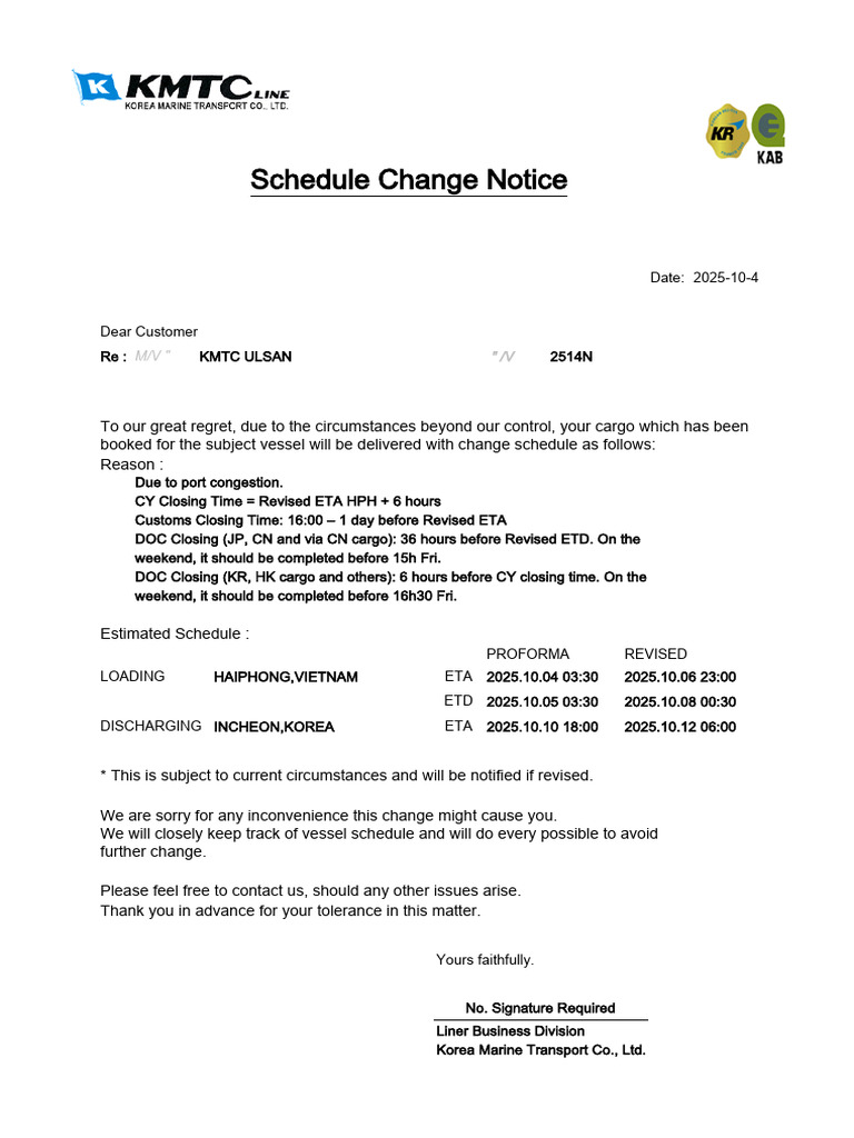 Delay Notice ETD 08 OCt | PDF