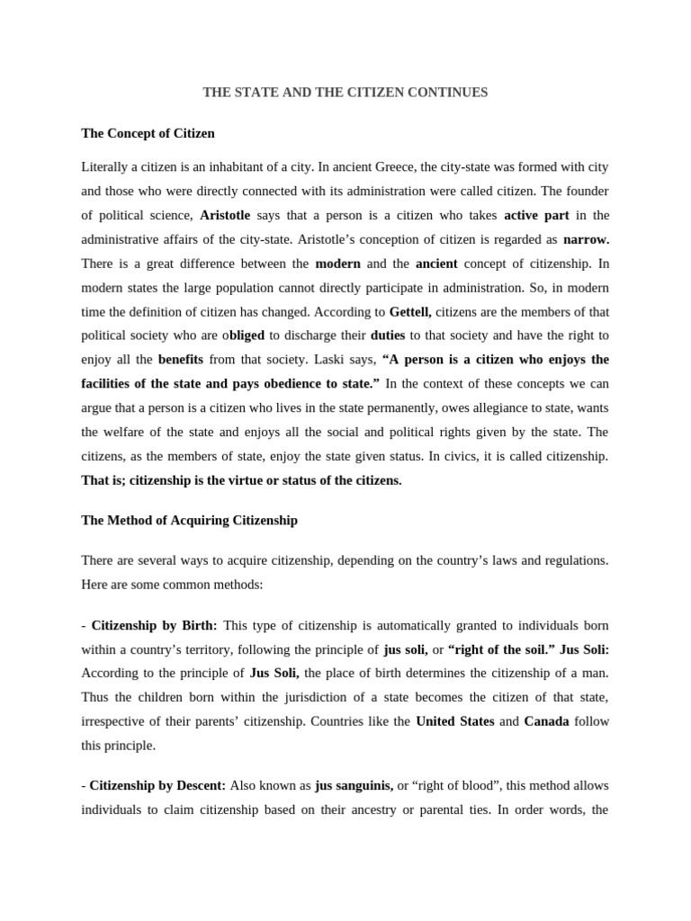 Understanding Citizenship Concepts and Acquisition | PDF | Citizenship ...