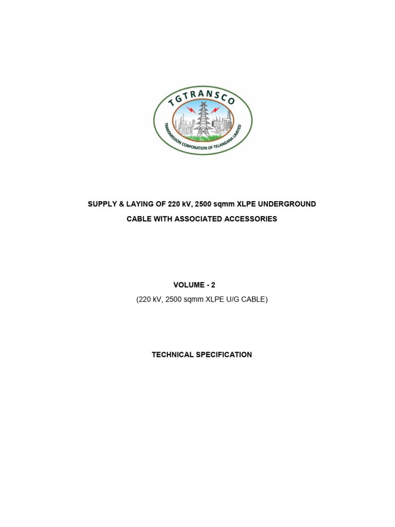 220 kV XLPE Cable Technical Specification | PDF | Insulator ...