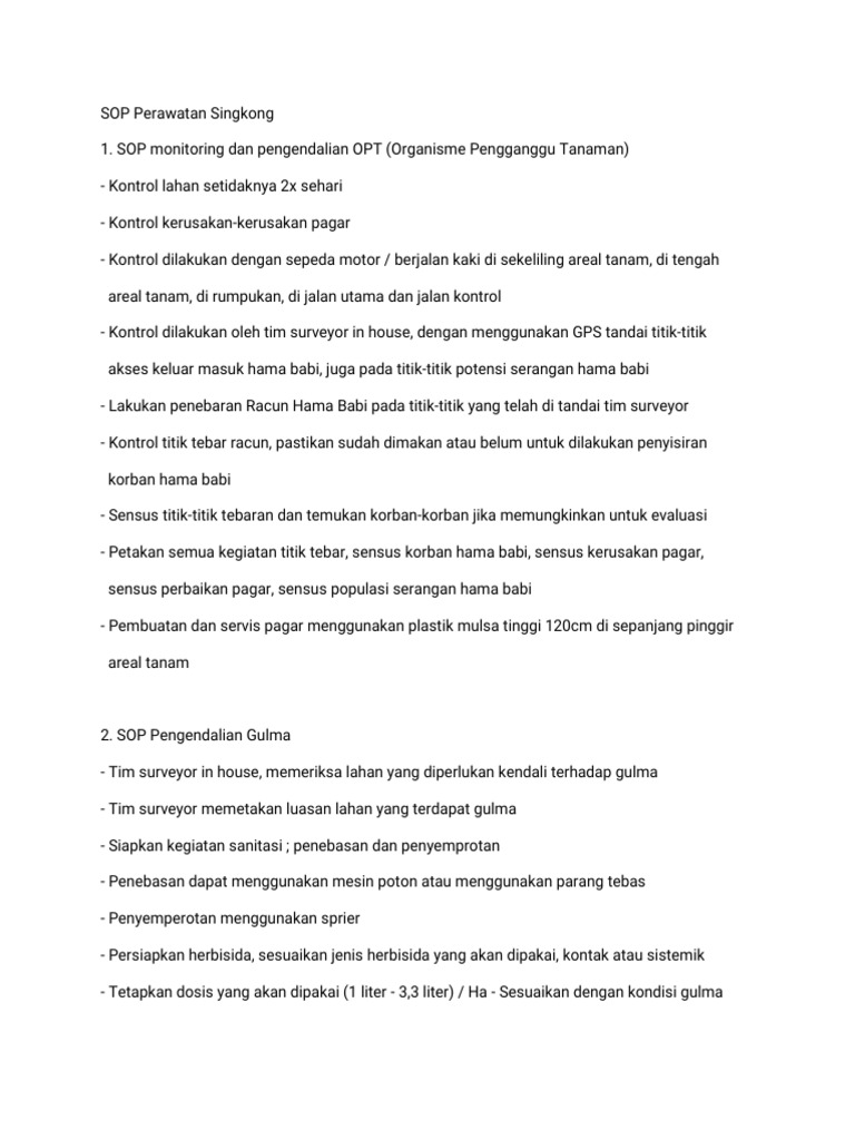 SOP Perawatan Lengkap | PDF