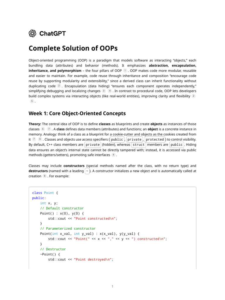 Complete Solution Of Oops Pdf Class Computer Programming Object