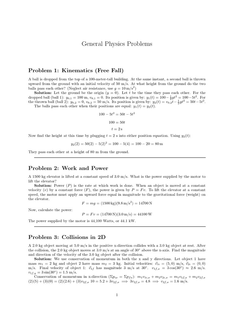 General Physics Problem | PDF | Force | Velocity