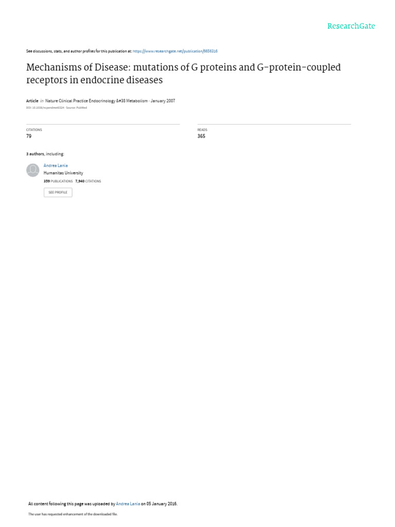 Mechanisms of Disease Mutations of G Proteins and | PDF | Cell ...