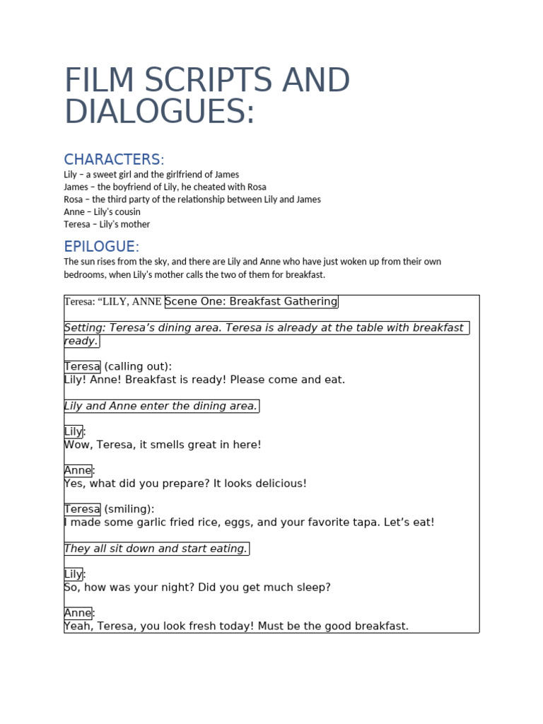 Film Scripts and Dialogues | PDF
