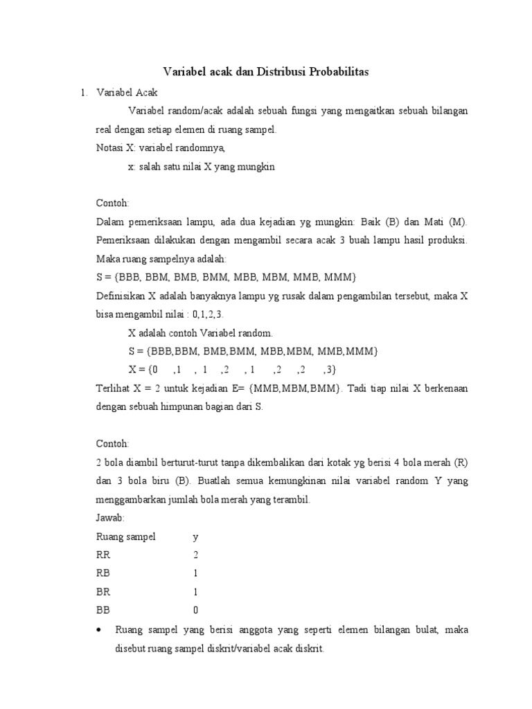 Variabel Acak Dan Distribusi Probabilitas Print | PDF