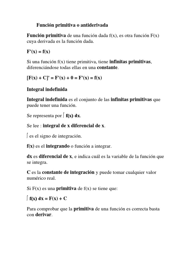 Función Primitiva o Antiderivada | PDF
