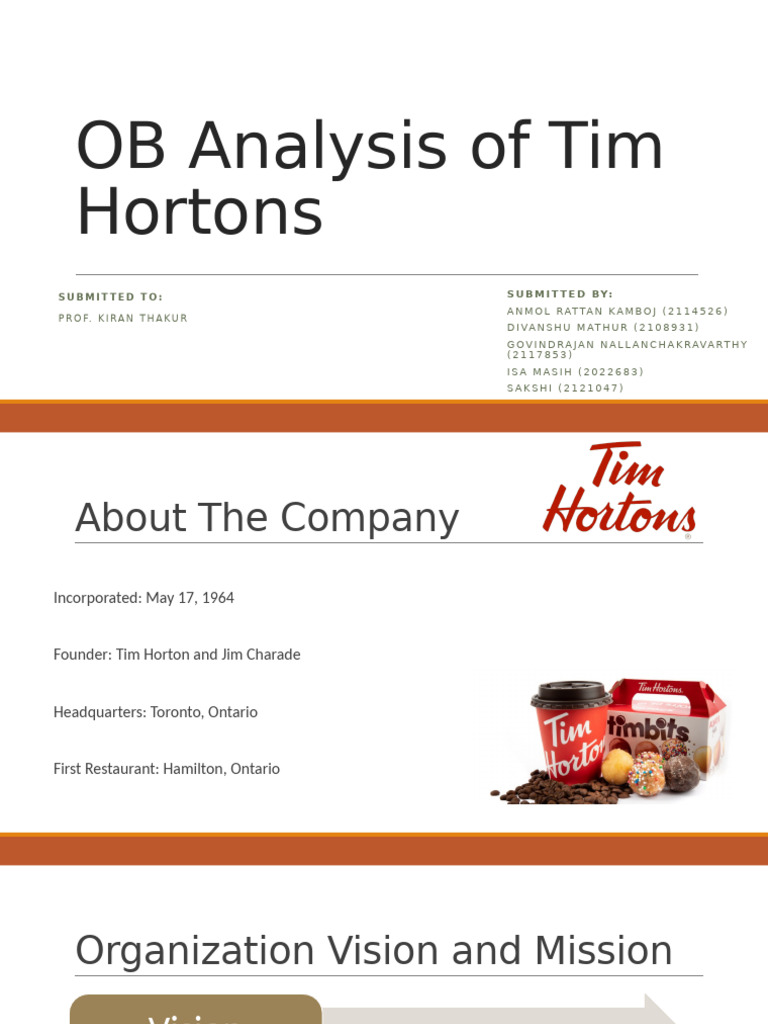 Tim Hortons Organizational Behavior Analysis | PDF | Organizational ...