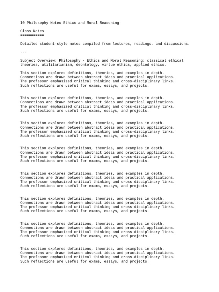 Ethics and Moral Reasoning Notes | PDF | Critical Thinking | Applied ...