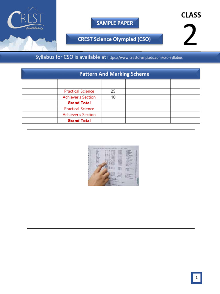 CSO Class 2 Sample Paper Guide | PDF | Sweater