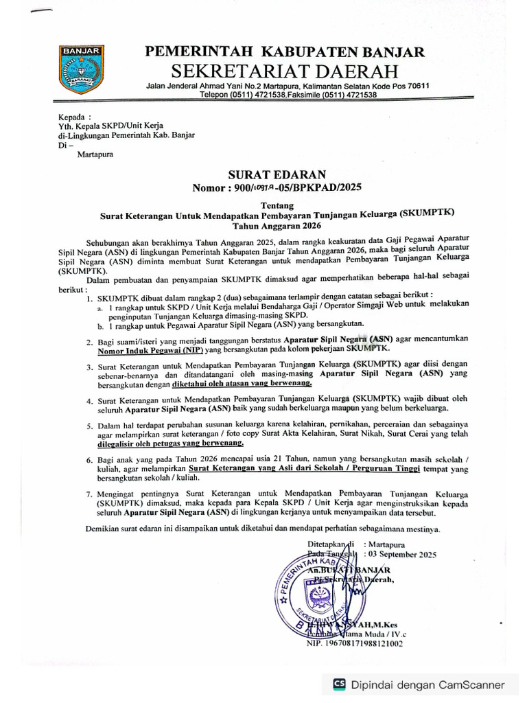 Surat Edaran SKUMPTK 2026 | PDF