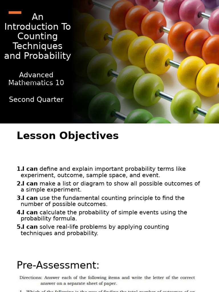 An Introduction To Counting Techniques and Probability 1 | PDF | Probability | Probability Theory
