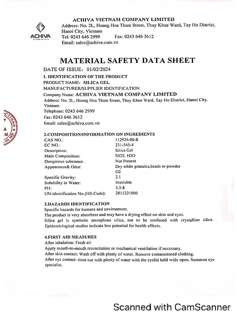 MSDS Achiva 2024 | PDF