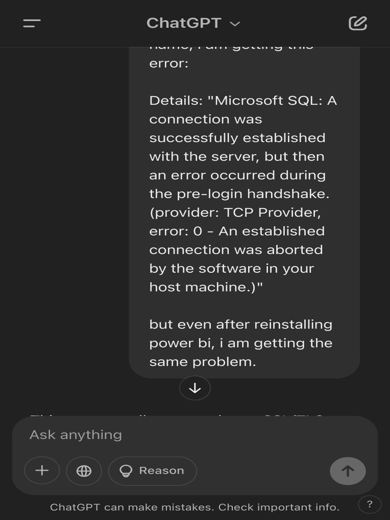 Power BI SQL Connection Error Fix | PDF