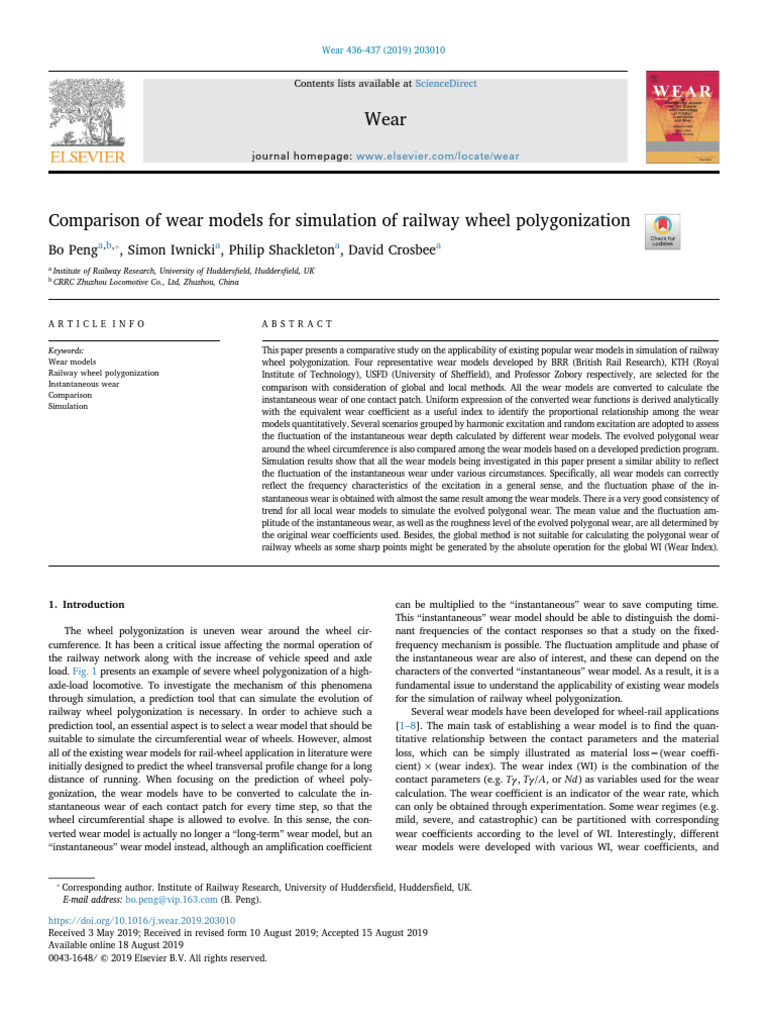 Bo Peng, Simon Iwnicki, Philip Shackleton, David Crosbee: Sciencedirect ...