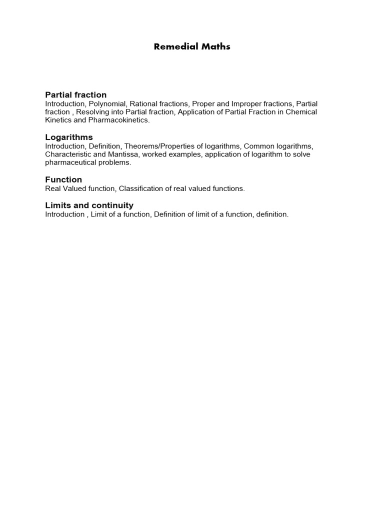 UNIT 1 Remedial Maths | PDF