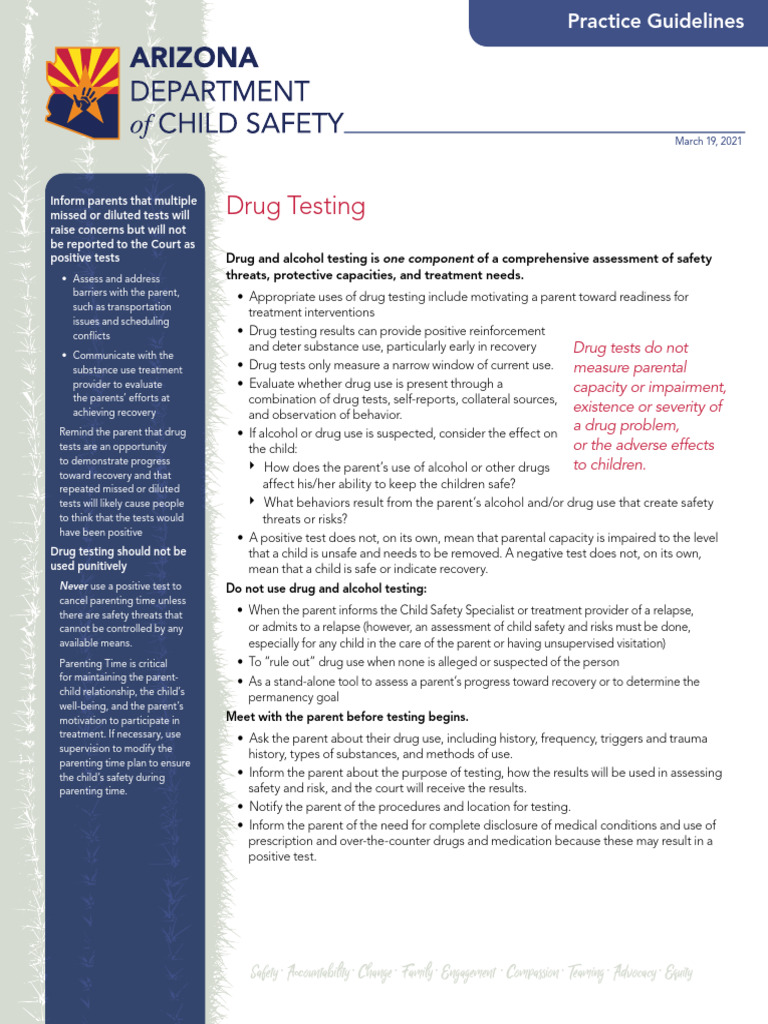 Drug Testing Guidelines for Child Safety | PDF | Substance Abuse | Drug ...