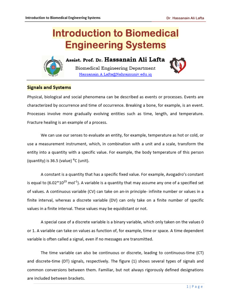 Biomedical Engineering Systems Overview | PDF | Simulation | System