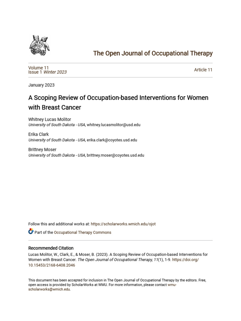 Occupation-Based Interventions For Breast Cancer | PDF | Systematic ...