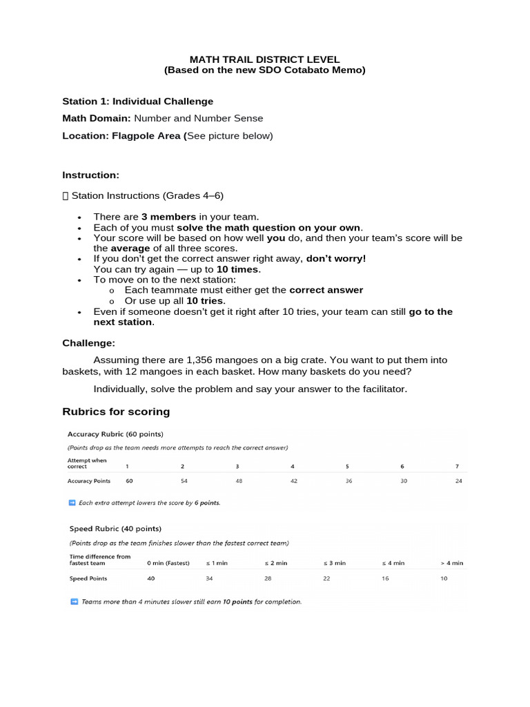 Math Trail Challenges for Grades 4-6 | PDF | Length
