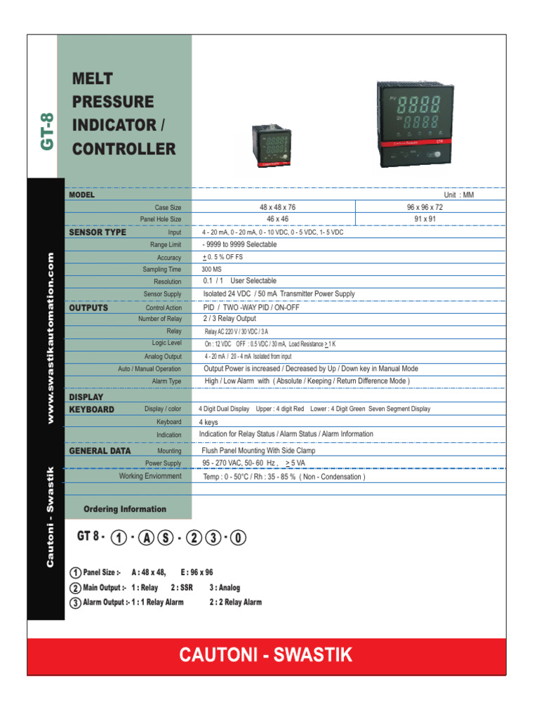 Gt8 Ats110 Temperature Controller | PDF | Relay | Power Supply