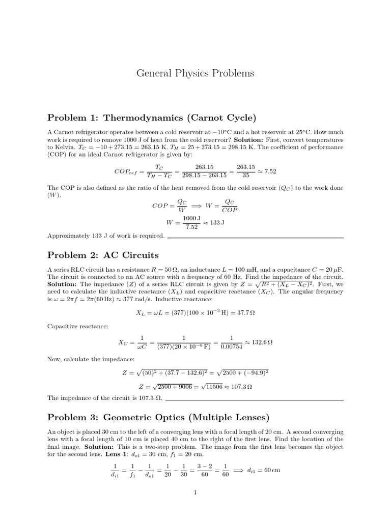 General Physics Problems 12 | PDF | Electromagnetic Radiation ...
