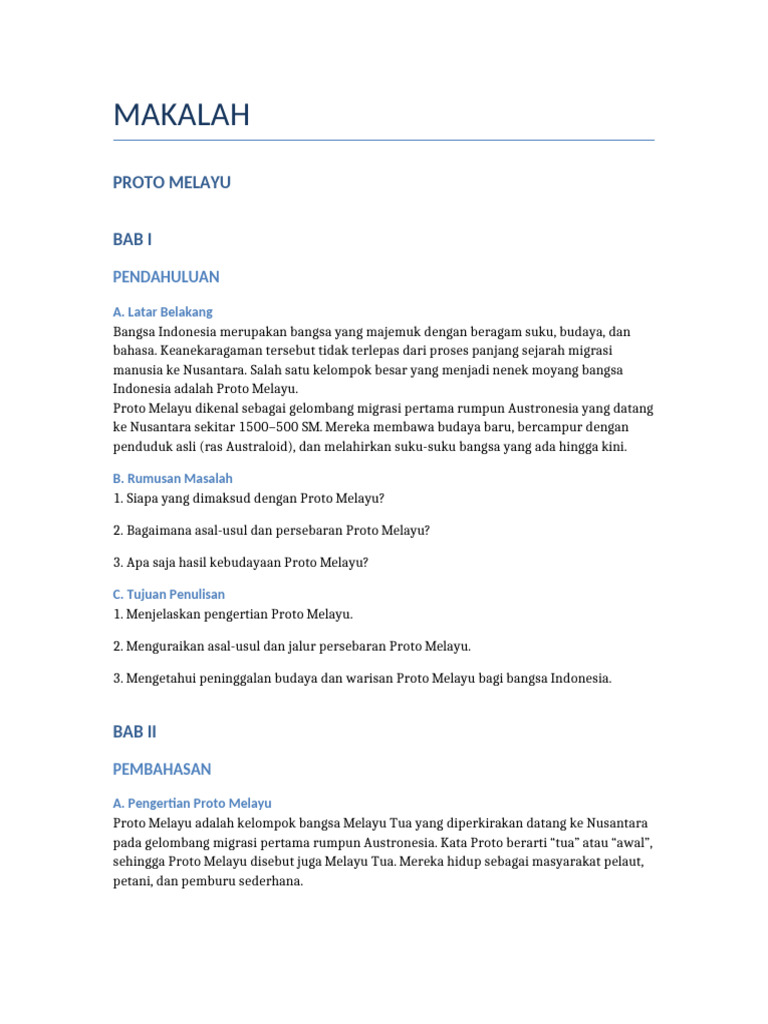 Sejarah dan Kebudayaan Proto Melayu | PDF