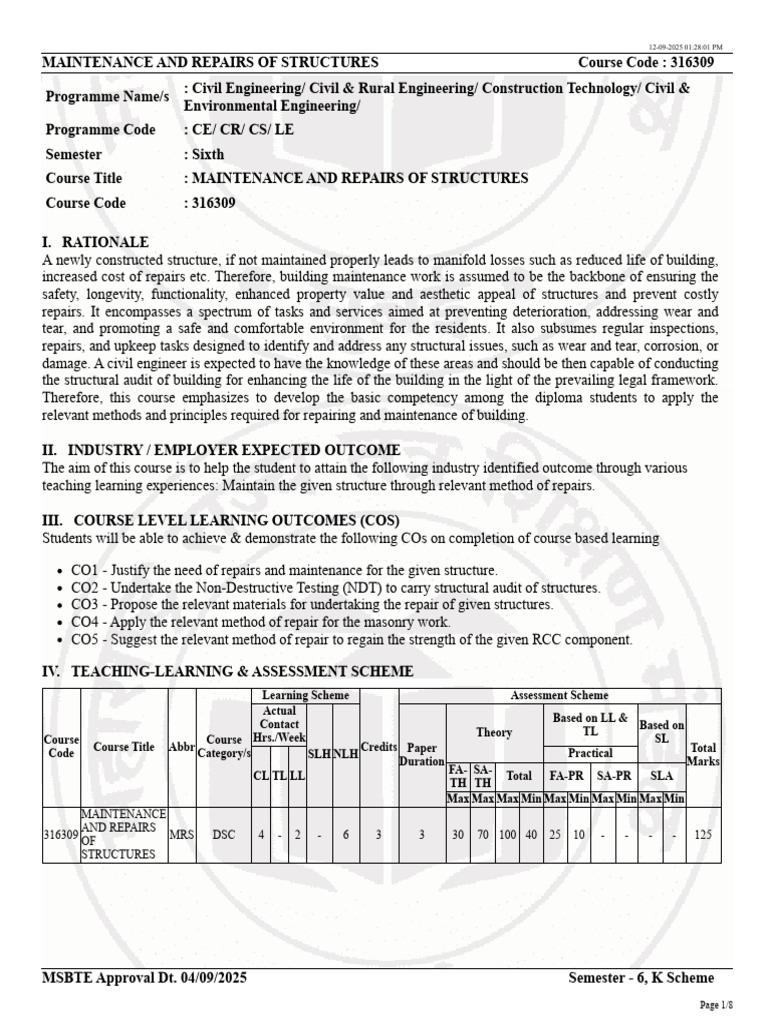 316309-Maintenance and Repairs of Structures 120925 | PDF | Adhesive ...