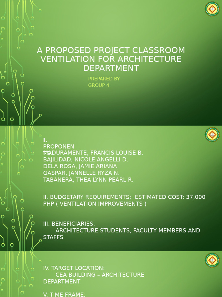 A Proposed Project Classroom Ventilation For Architecture Department | PDF