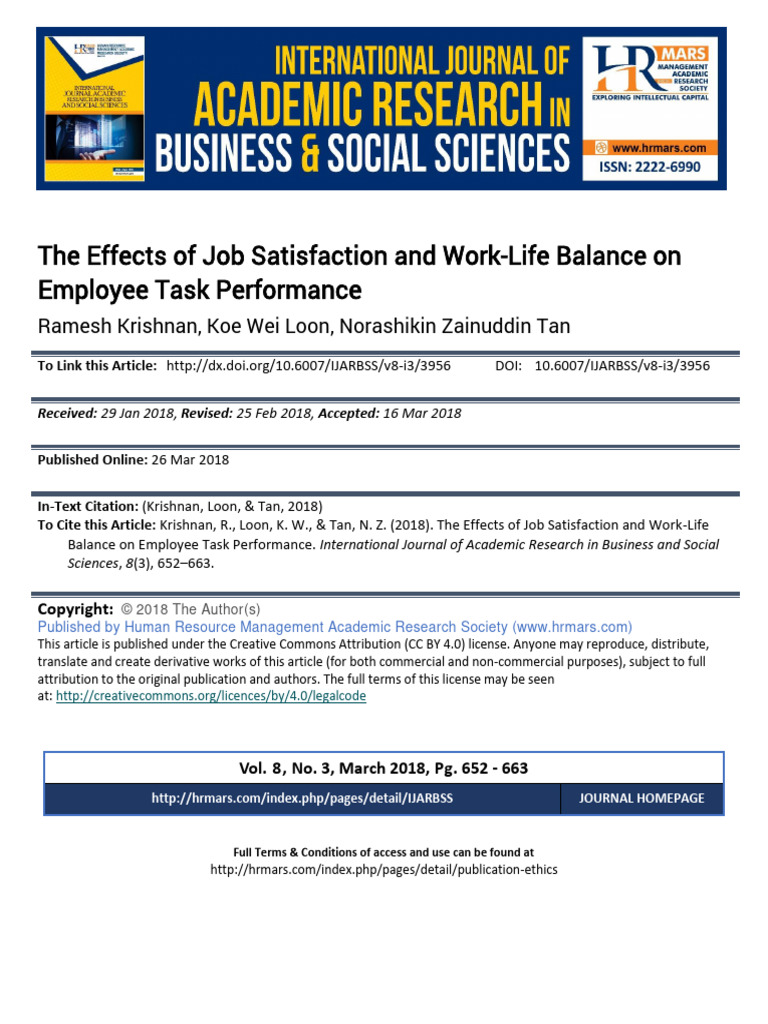 The Effects of Job Satisfaction and Work | PDF | Dependent And ...