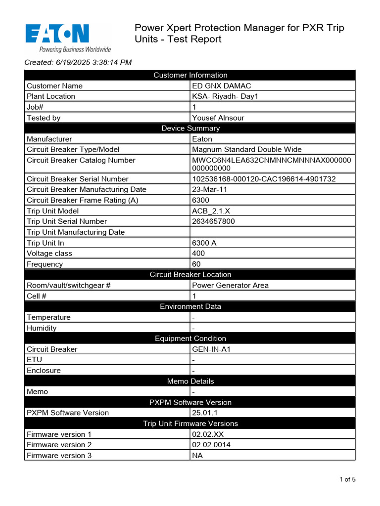 PXR Trip Unit Test Report Summary | PDF | Electromagnetism | Power ...