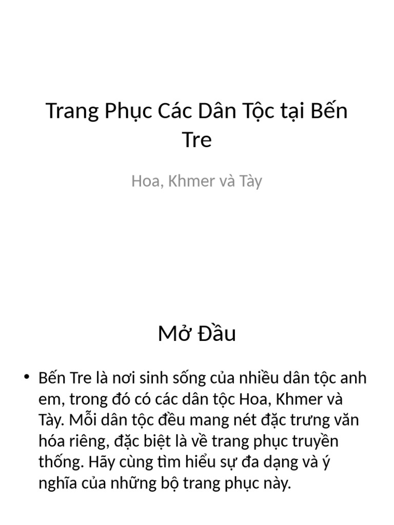 Trang Phuc Cac Dan Toc Ben Tre | PDF