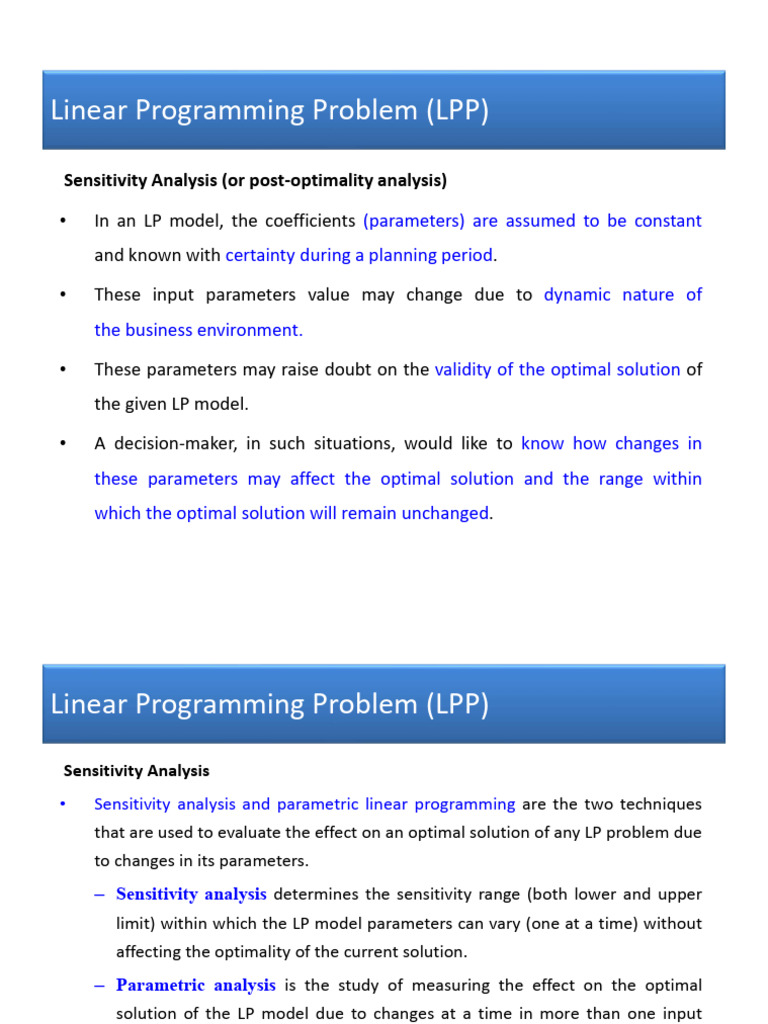 Chapter 2 - Sensitivity Analysis | PDF | Sensitivity Analysis | Linear Programming