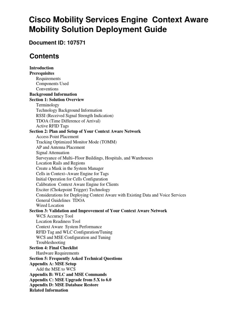 Cisco Mobility Services Engine - Context Aware Mobility Solution ...