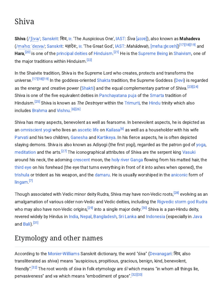 Shiva - Wikipedia | PDF | Shiva | Hindu Deities