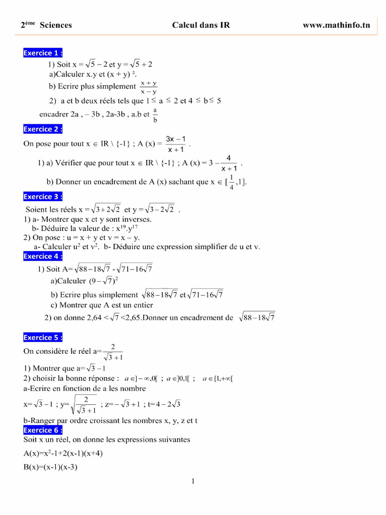 Calcul 1 | PDF