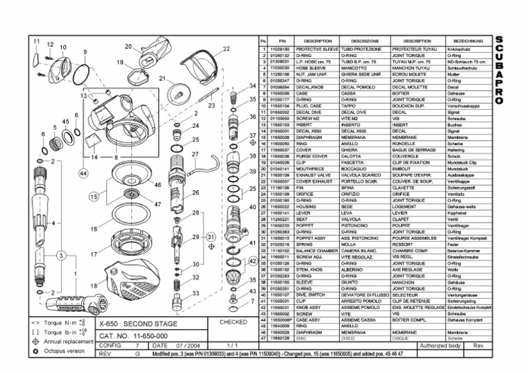 Scubapro X650 Diagram-G | PDF