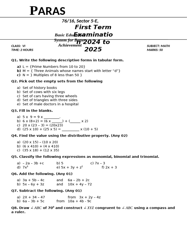 Class Vi | PDF