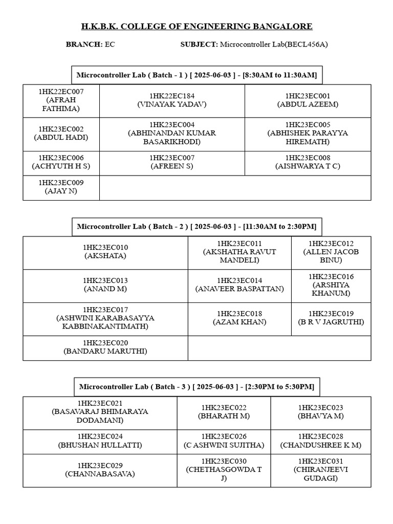 BECL456A Microcontroller Lab Updated | PDF