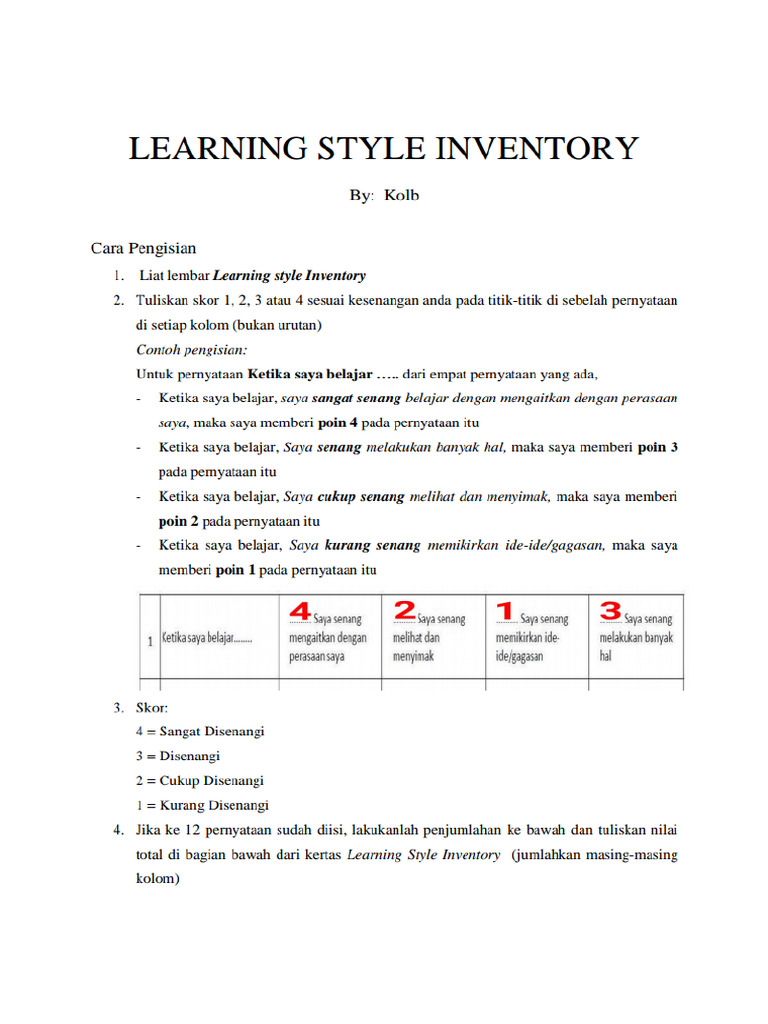 Learning Style Inventory | PDF