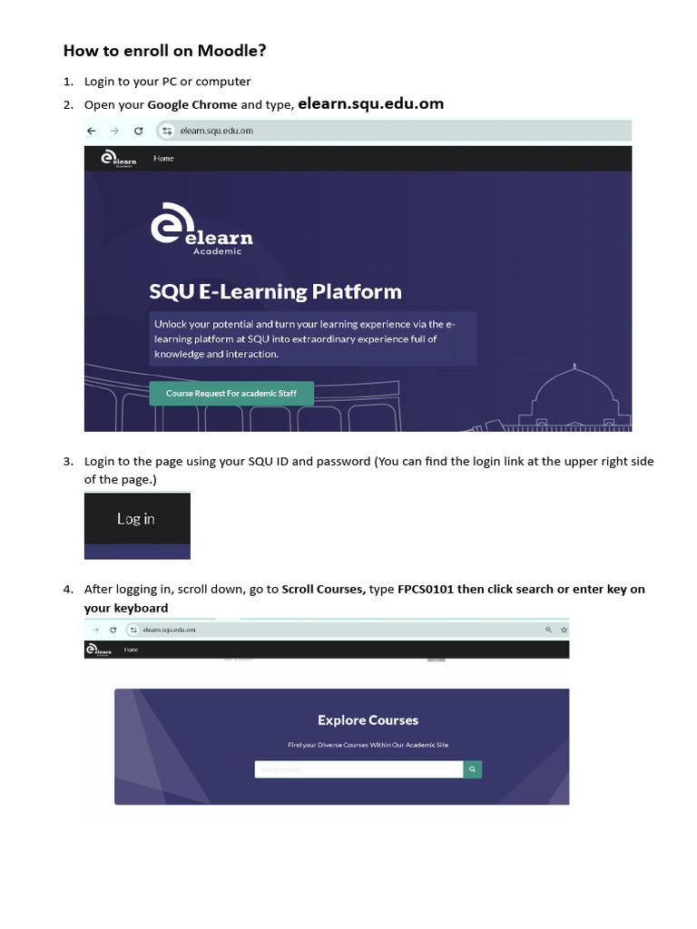 How To Enroll On Moodle - For Students | PDF
