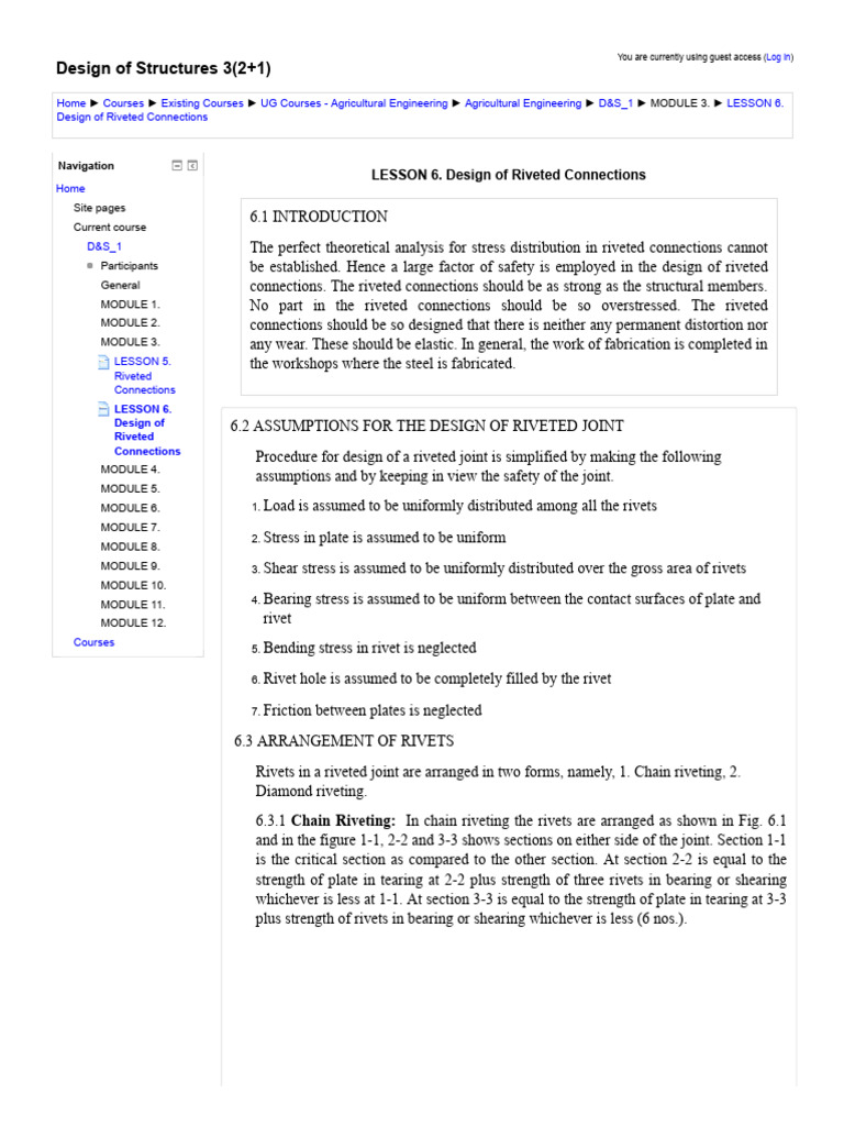 D&S - 1 - LESSON 6. Design of Riveted Connections | PDF | Rivet ...