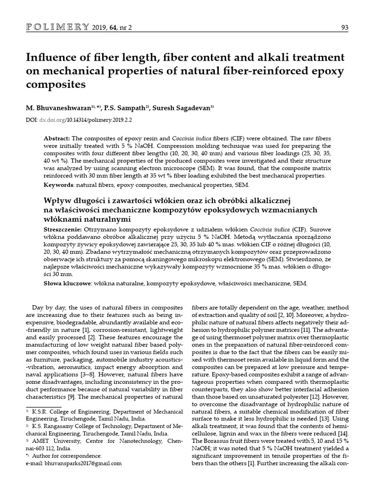 Journal Paper: Influence of Fiber Length, Fiber Content and Alkali ...