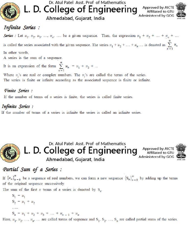 Module - 3 - 2 - Convergence and Divergence of Infinite Series ...