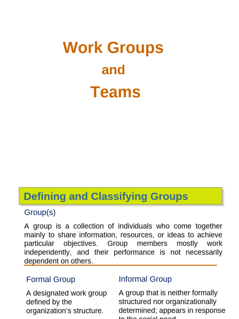 Understanding Work Groups and Teams | PDF | Decision Making | Group ...
