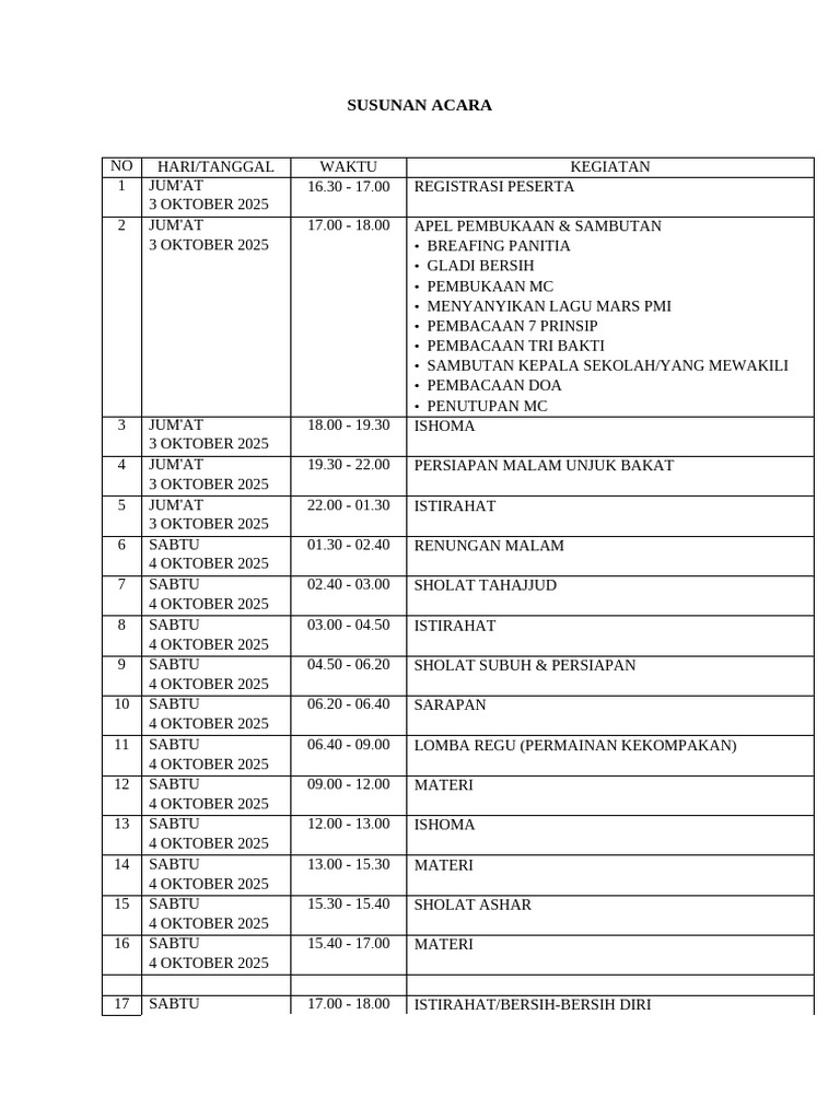 Susunan Acara | PDF