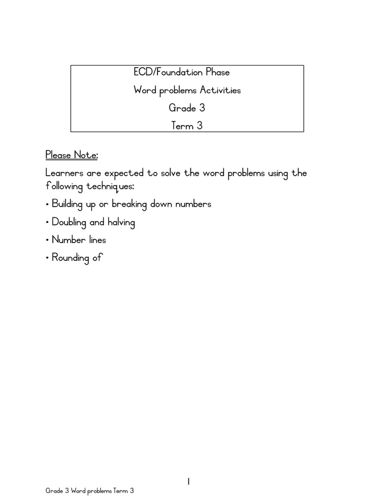 Grade 3 Word Problems Term 3 | PDF